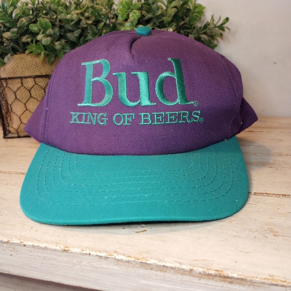 Accessories | 8s Vtg Vibrant Sea Green Embroidered Budweiser Snap Back ...